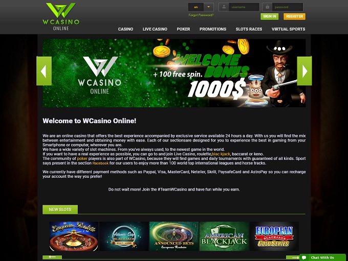 Wcasino Online | No Deposit Casino Review