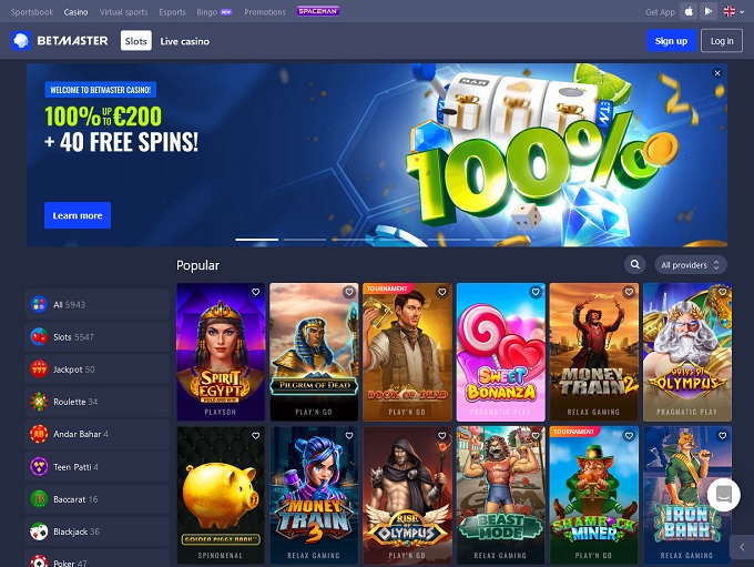 Betmaster Casino Rated 2.9 out of 5 - 100% up to €200 Sign Up Bonus
