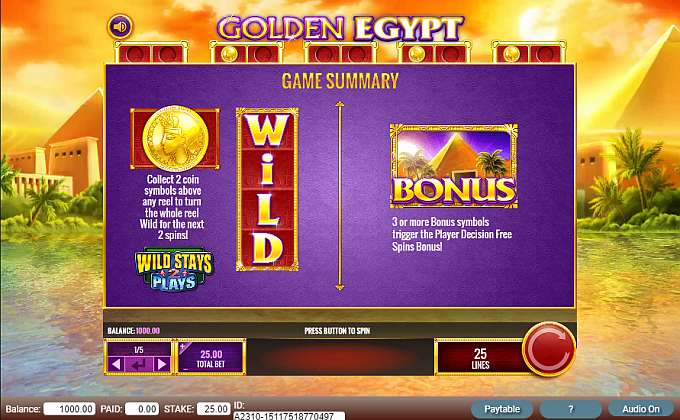 Golden Egypt Slot Review - Powered By IGT