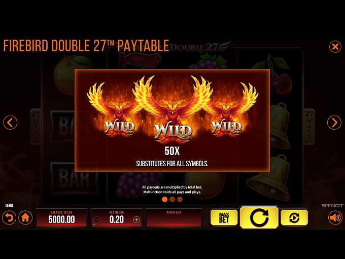 Firebird Double 27 Slot By Synot Games » Review + Demo Game
