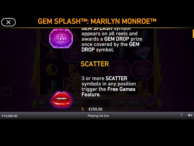 Gem Splash Marilyn Monroe Slot By Rarestone Gaming » Review + Demo Game